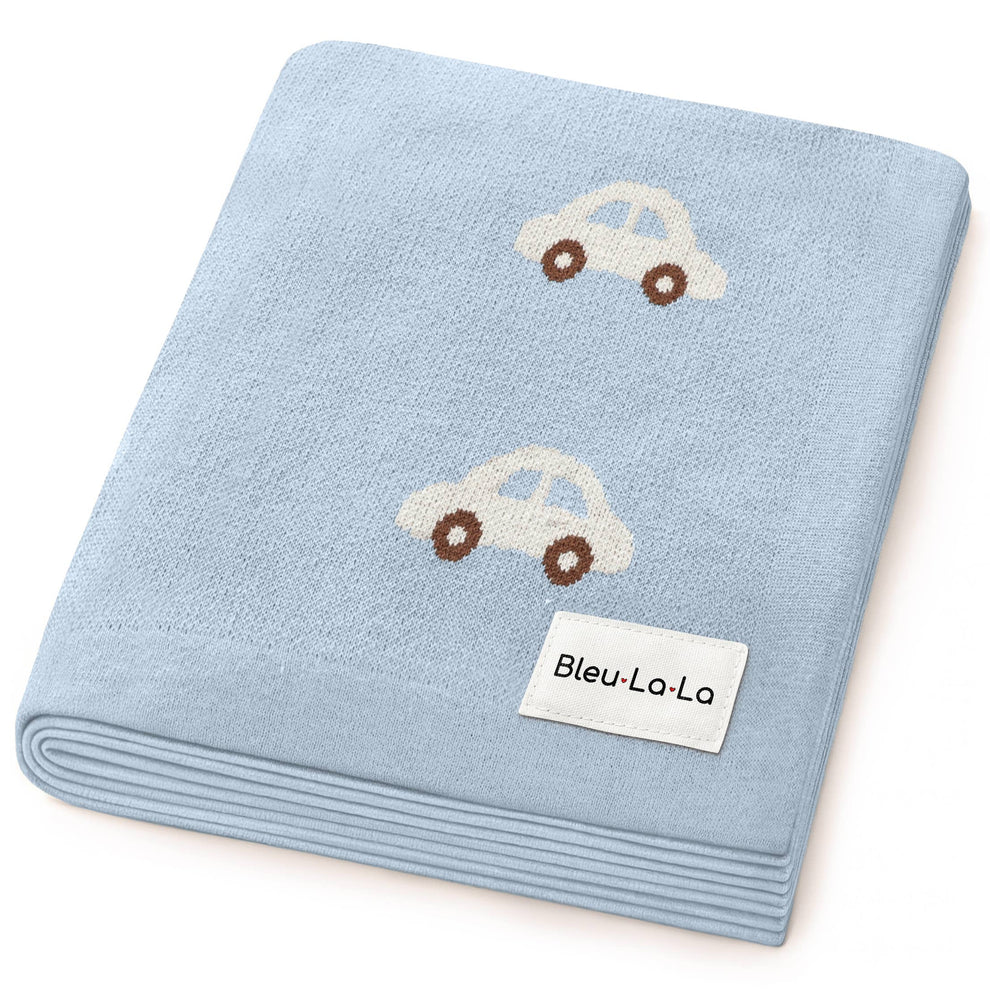 100% Luxury Cotton Receiving Swaddle Baby Blanket - Cars: Baby Blue ...