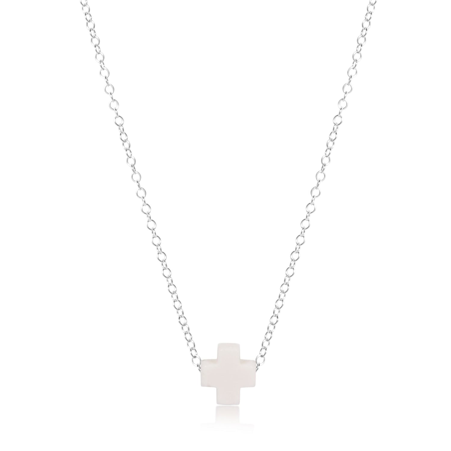 16" Necklace Sterling - Signature Cross Off-White – Hedges Designs
